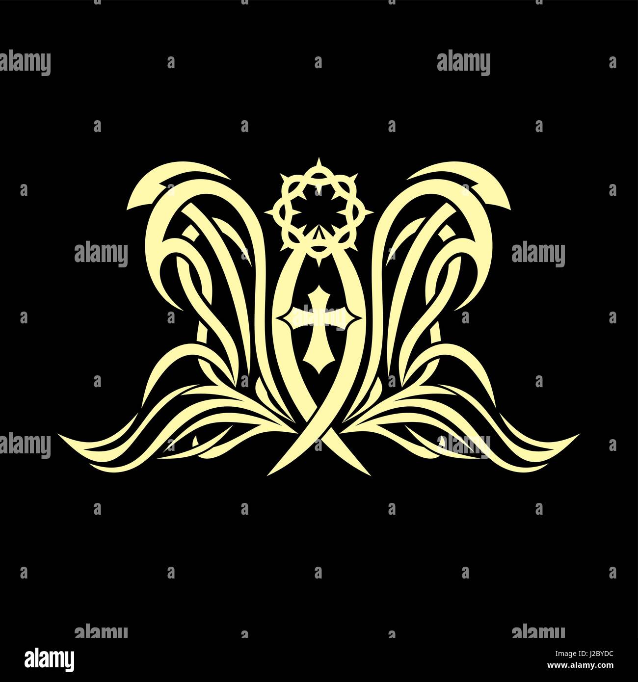 Gothic and tattoo marks. Christian symbols. The wings of the Holy ...