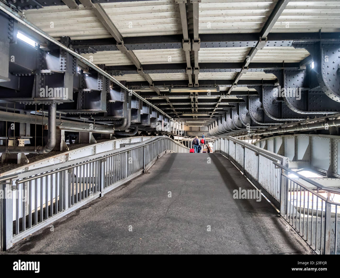 Berlin train station bridge at Friedrichstrasse, Germany. From below ...