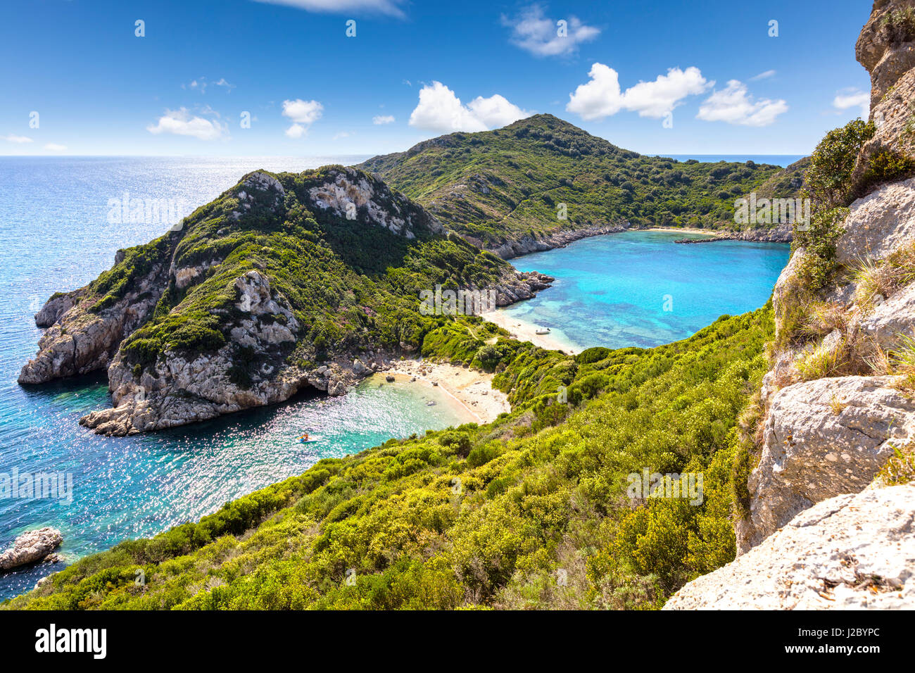 Two beaches side by side on a peninsula Stock Photo - Alamy
