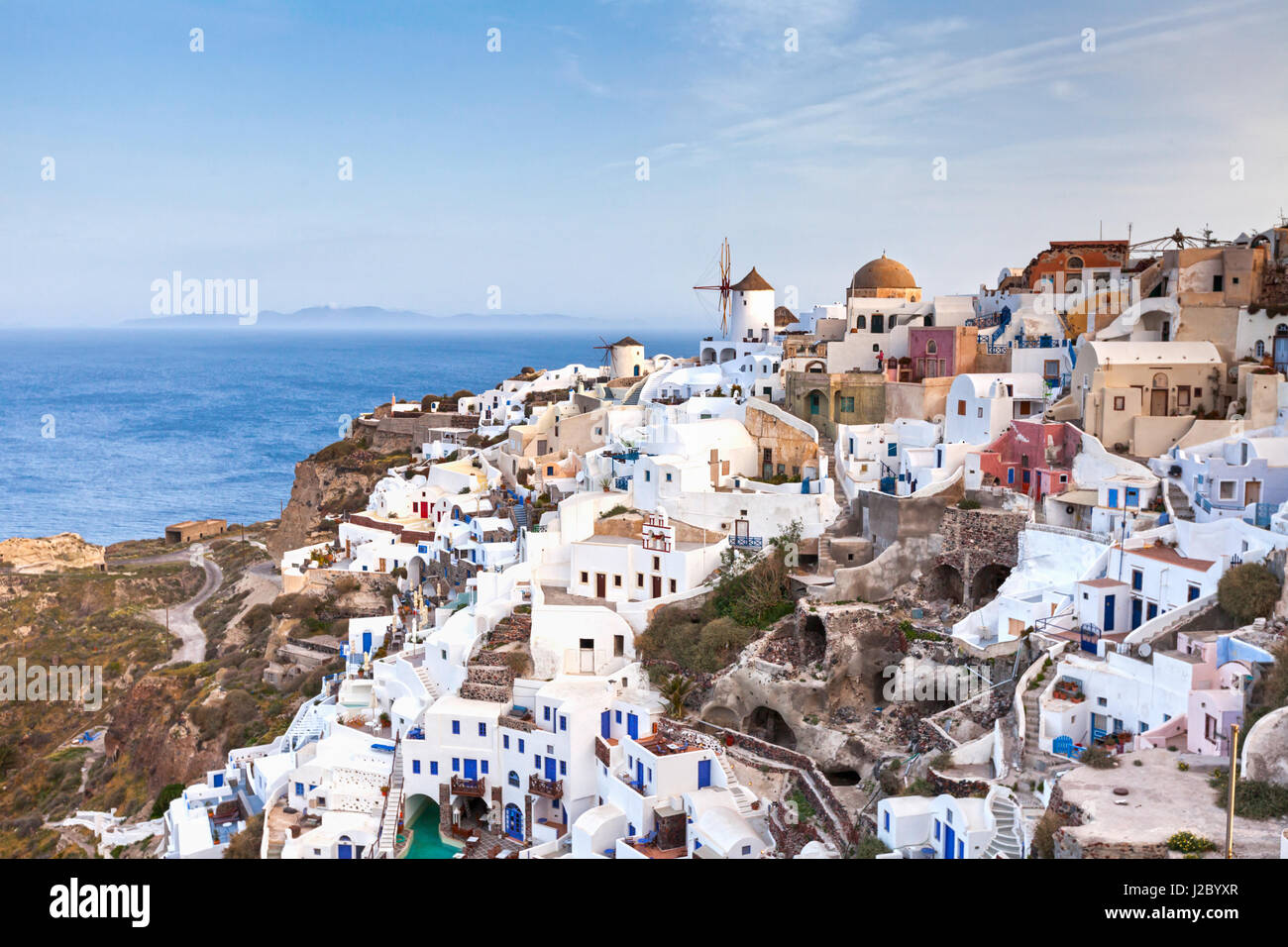 Traditional greek houses in white and blue colors Stock Photo - Alamy
