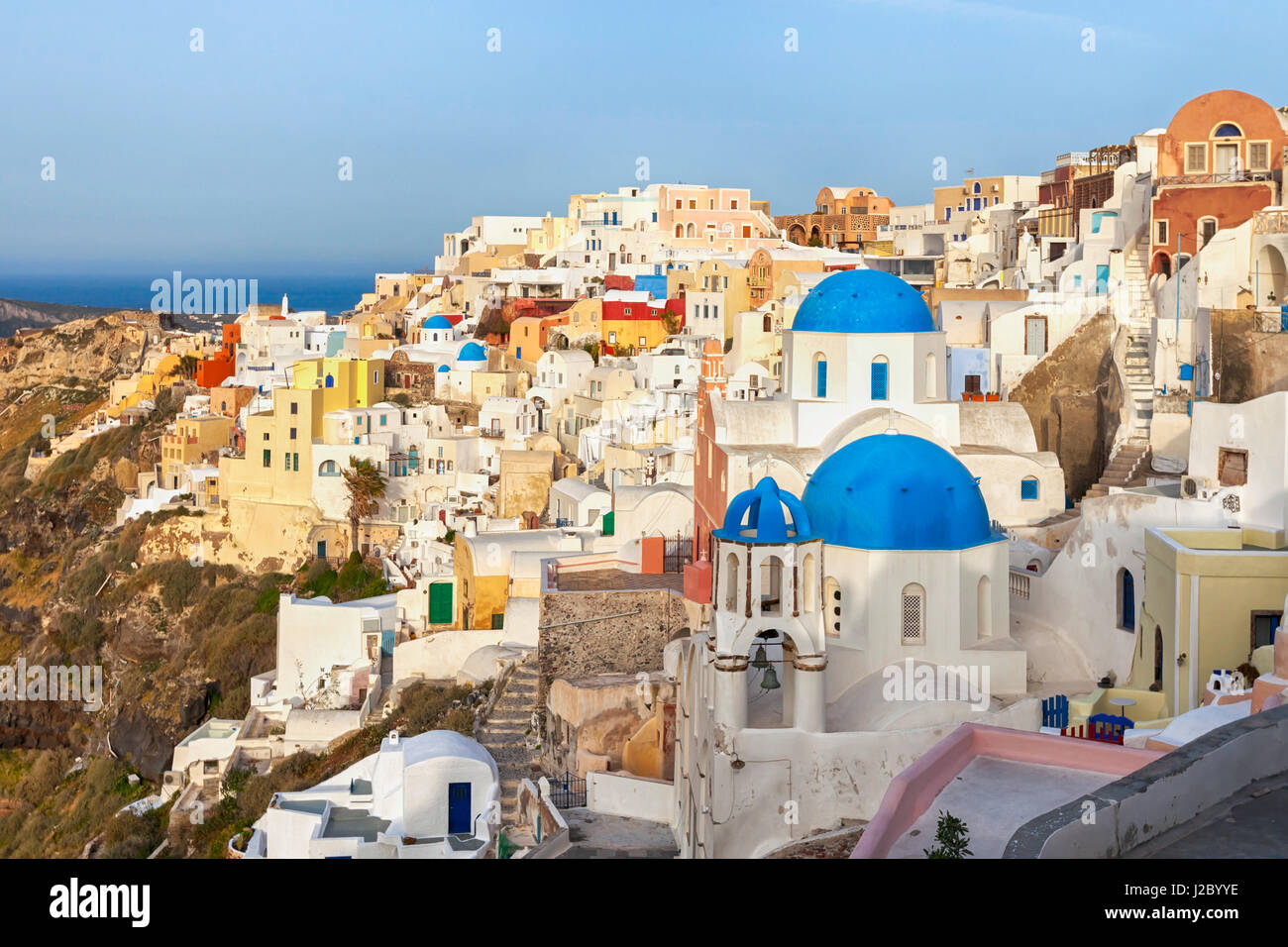 Traditional greek houses in white and blue colors Stock Photo - Alamy