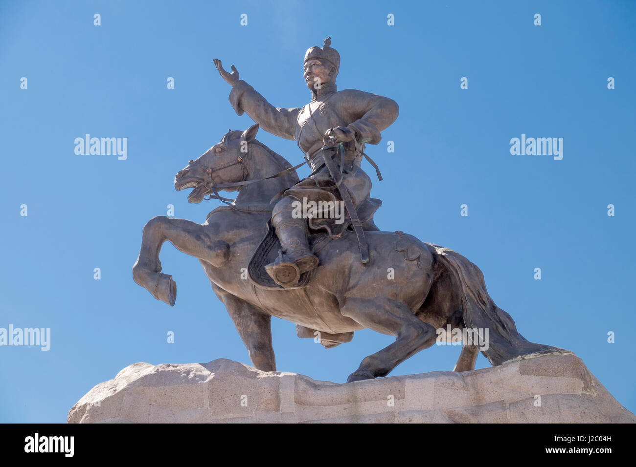 Mongolia, Ulaanbaatar. Statue of Mongolian revolutionary hero Damdin ...