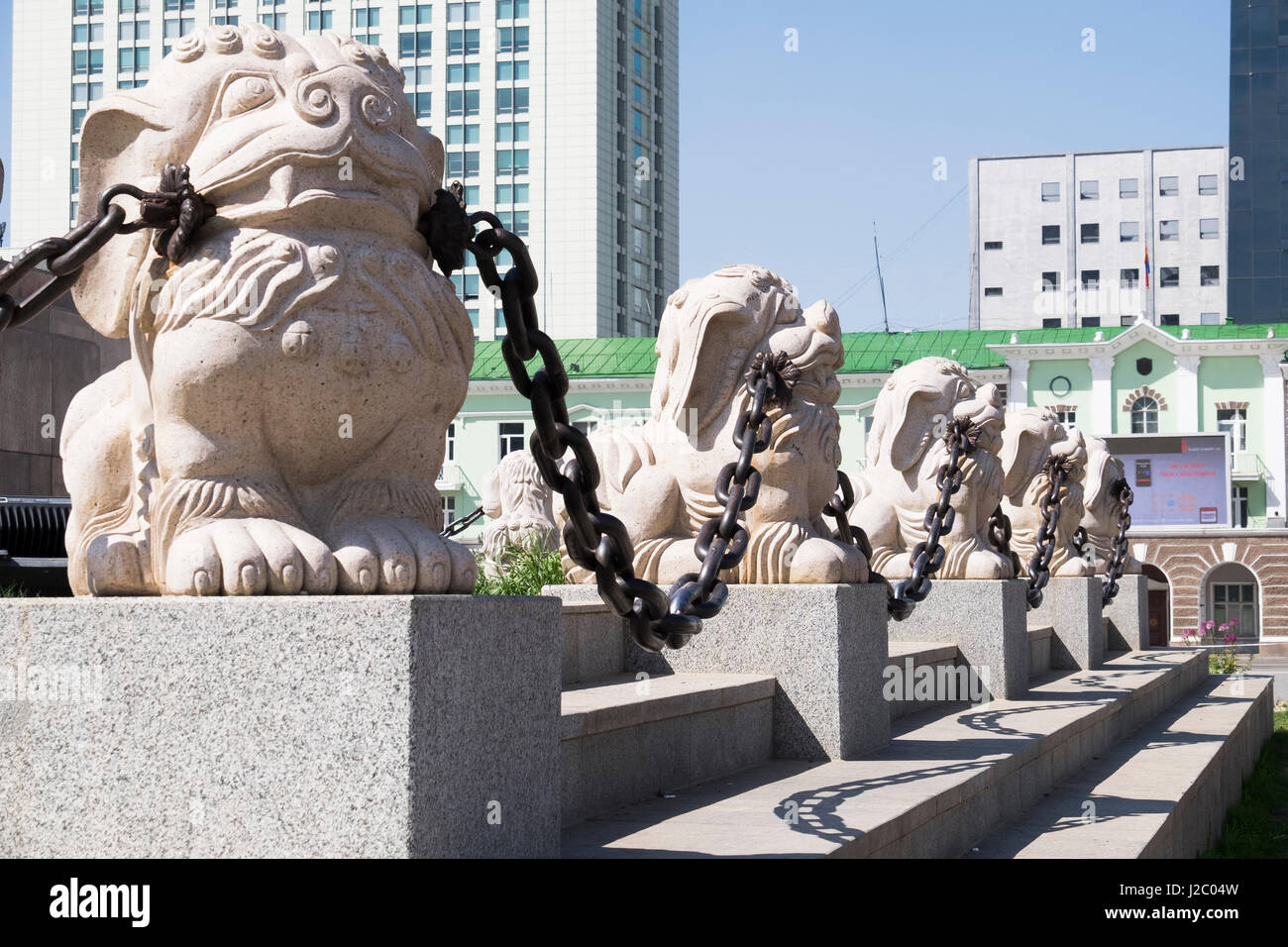Mongolia, Ulaanbaatar. Statue of Mongolian revolutionary hero Damdin ...