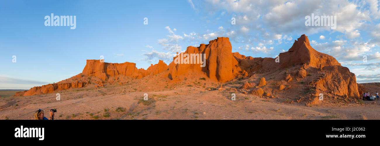 Panorama. Flaming Cliffs. Bayanzag. Gobi Desert. Mongolia Stock Photo ...