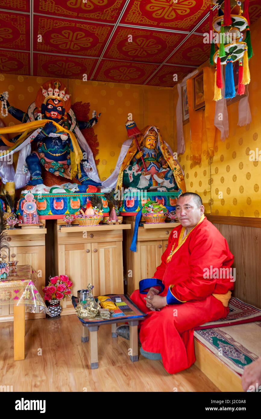 Head monk at meditation monastery. Gegeet Valley. Mongolia Stock Photo ...