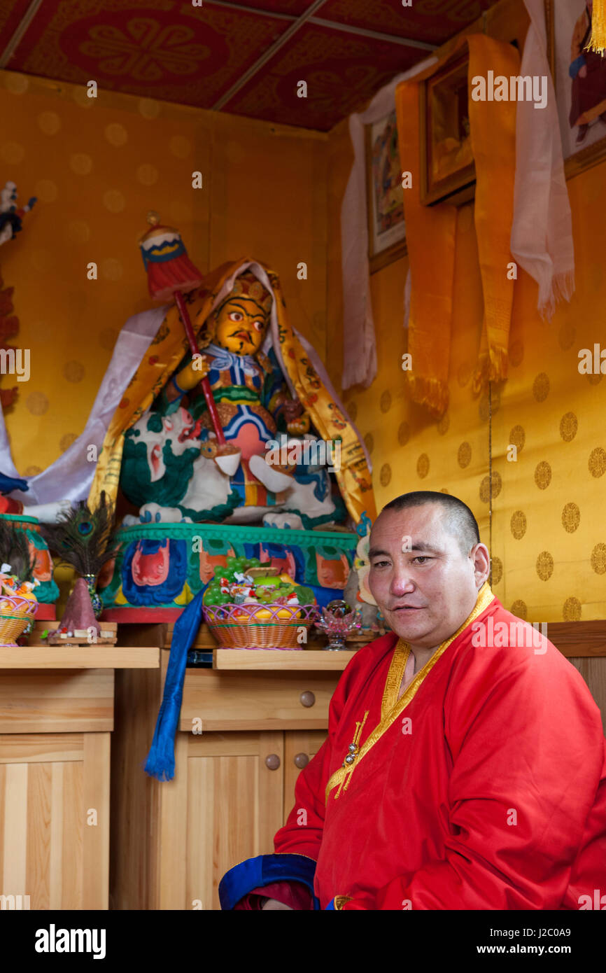 Head monk at meditation monastery. Gegeet Valley. Mongolia Stock Photo ...