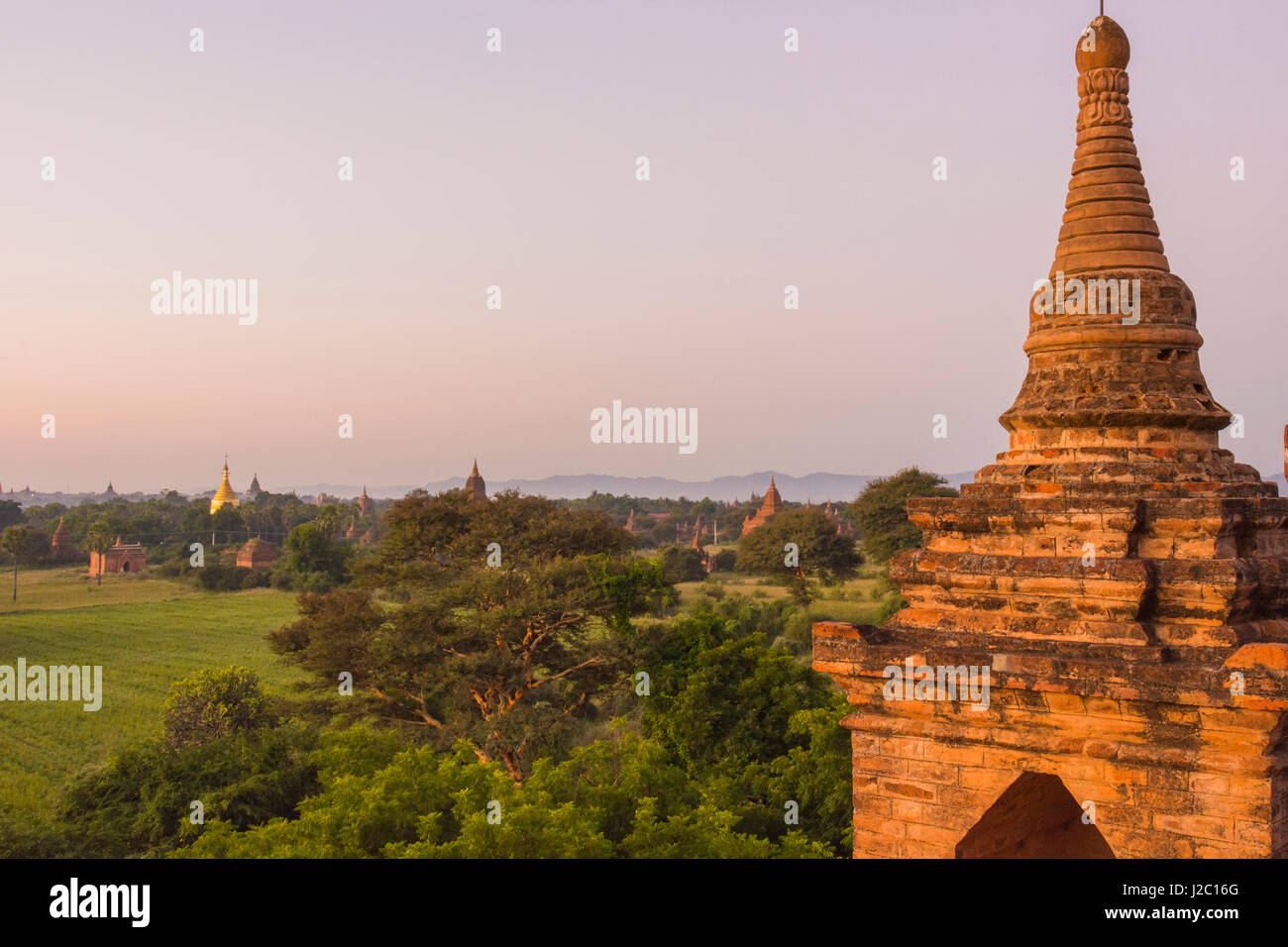 Myanmar. Bagan. Dawn over the plains of Bagan Stock Photo - Alamy