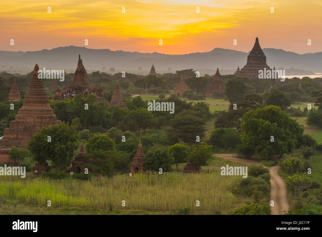 Myanmar. Bagan. Sunset over the temples of Bagan Stock Photo - Alamy