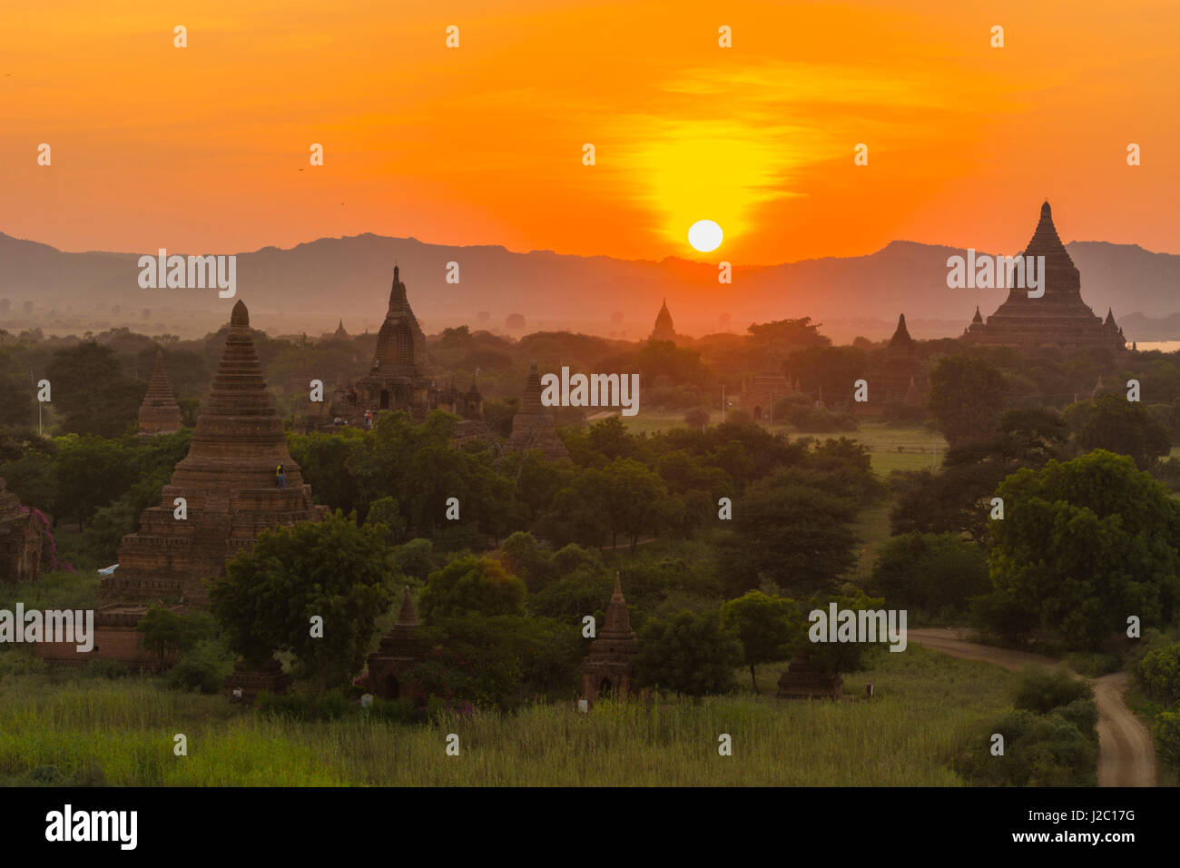 Myanmar. Bagan. Sunset over the temples of Bagan Stock Photo - Alamy