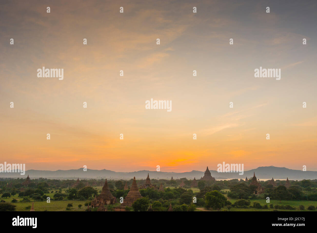 Myanmar. Bagan. Sunset over the temples of Bagan Stock Photo - Alamy