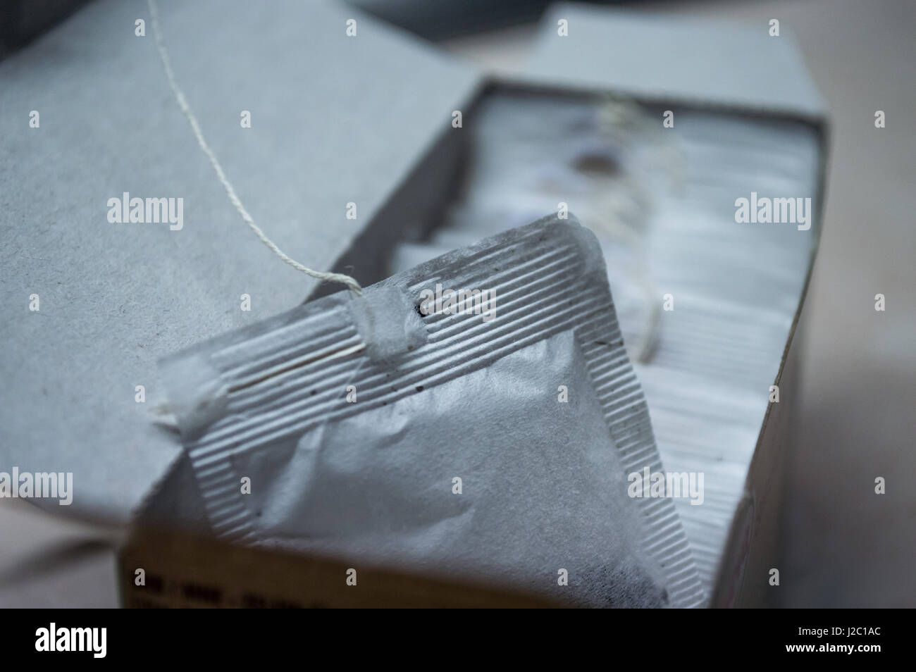 Tea Bags in a Box Close Up View Stock Photo - Alamy