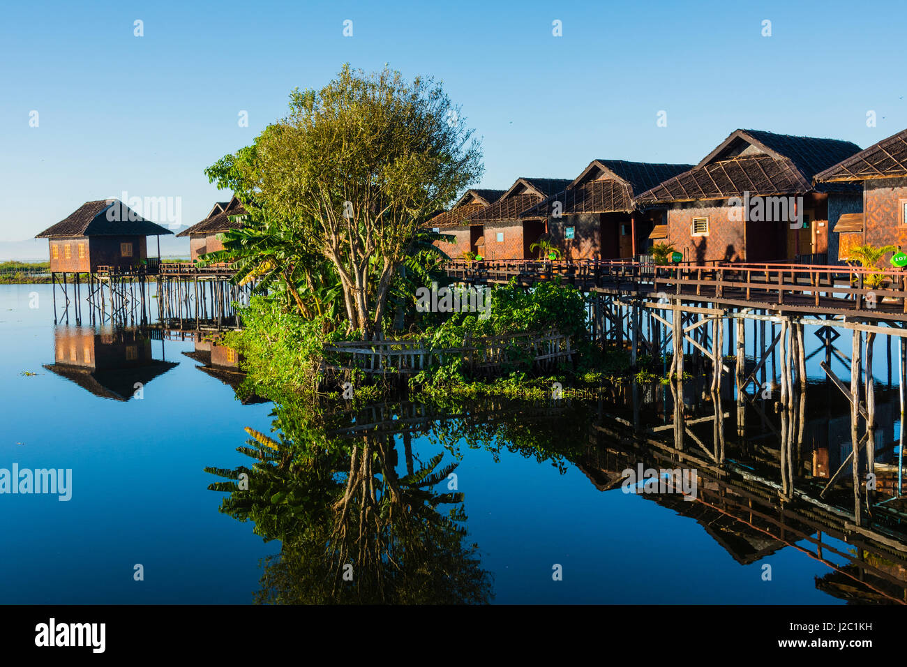 Myanmar. Shan State. Inle Lake. Golden Island Cottages floating hotel ...