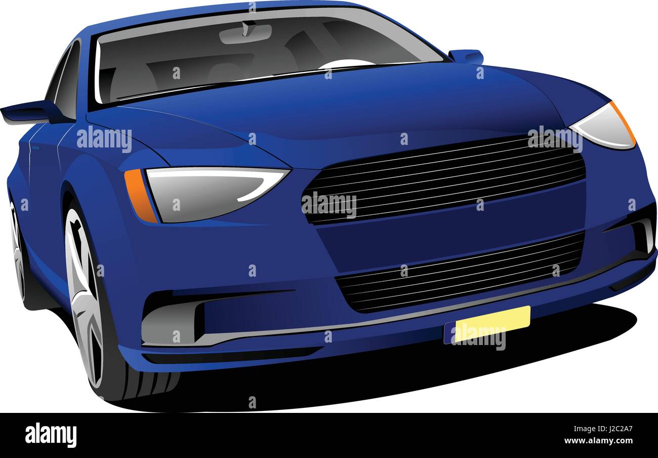 Blue car sedan on the road. Vector illustration Stock Vector Image ...