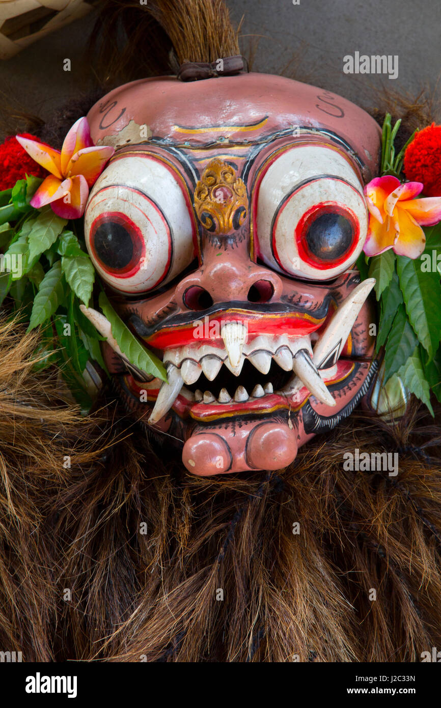 Indonesia, Bali. Barong ceremonial performance mask decorated with red ...