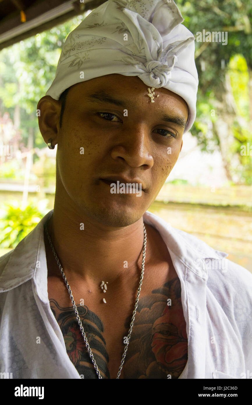 Indonesia, Bali. Portrait of a Balinese man wearing traditional ...