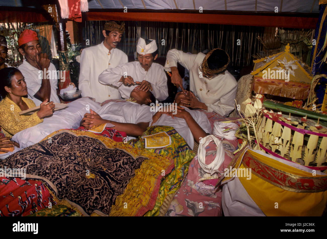 Asia, Indonesia, Bali, Ubud. Boys graduate to manhood in Hindu Mesangih ...