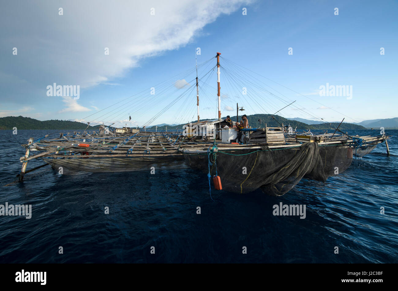 Bagan (floating fishing platform) Cenderawasih Bay, West Papua ...