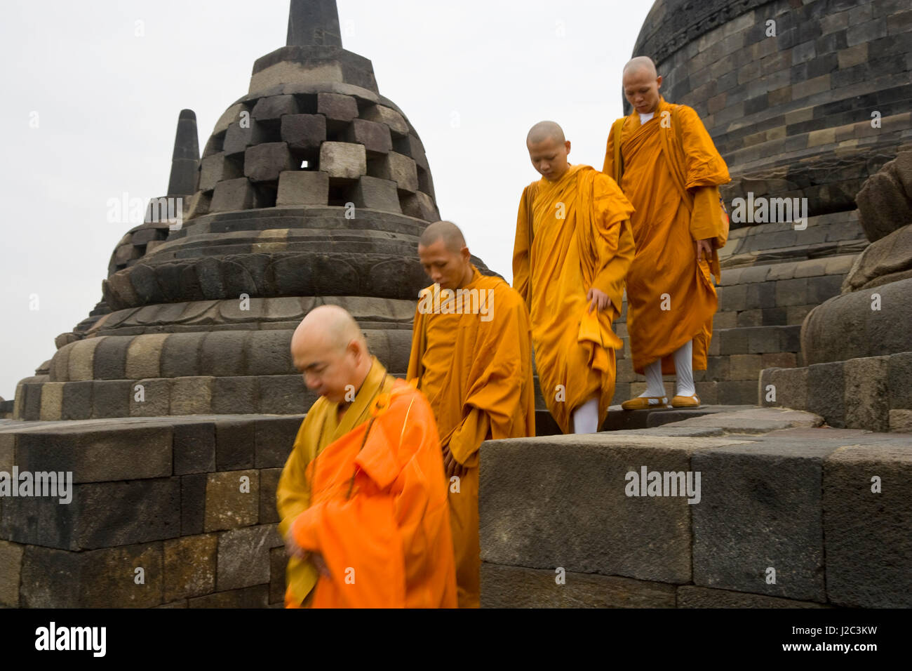 Borobudur java indonesia buddhist monks hi-res stock photography and ...