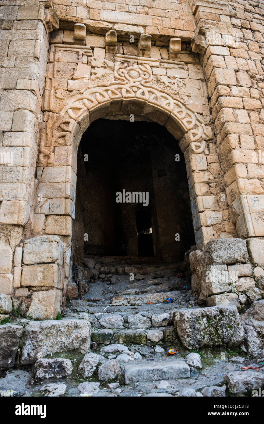 Entrance gate of the town of Amadiya sitting on a huge rock, Iraq ...