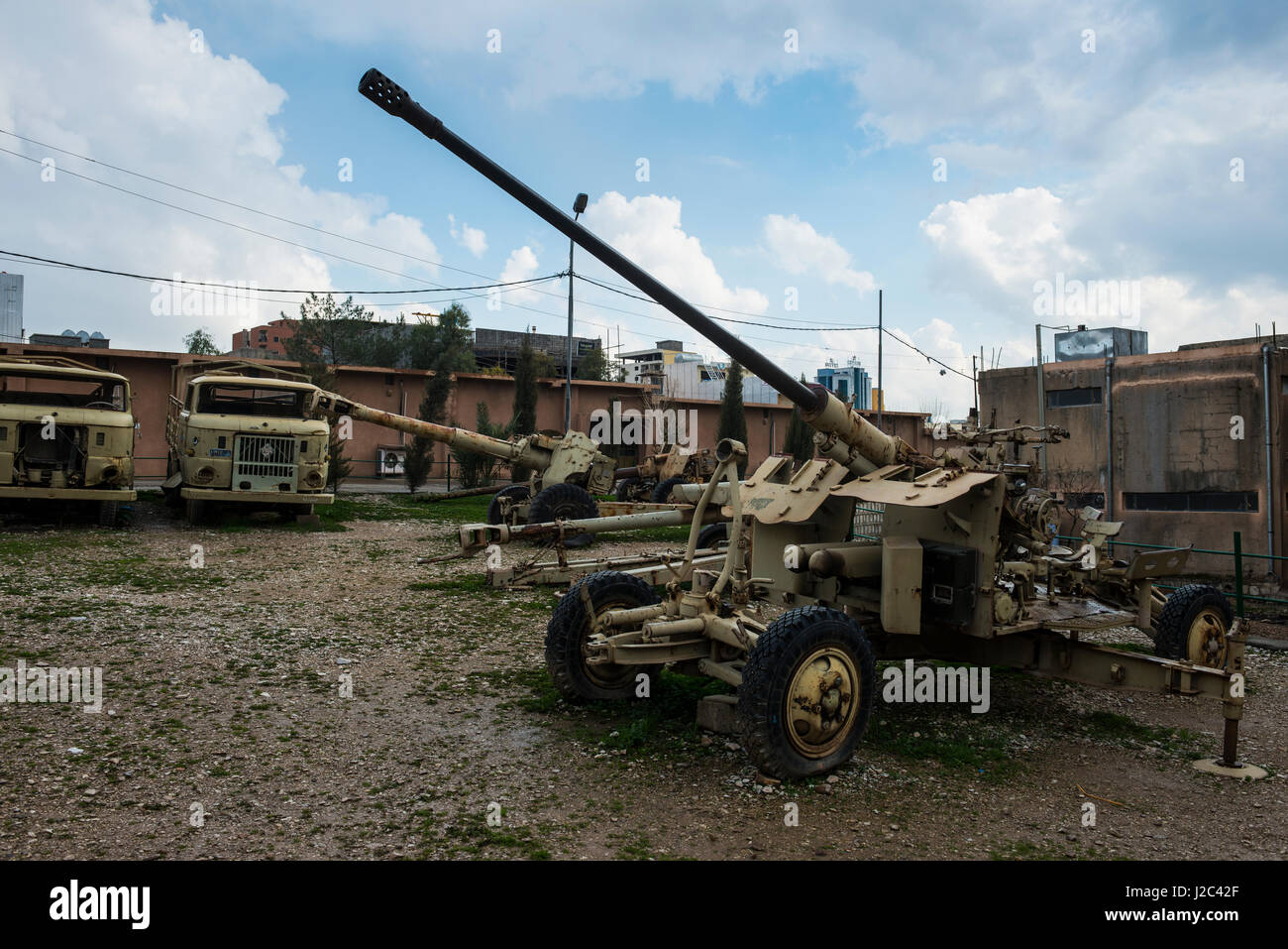 Tanks in Amna Suraka (Red security) former headquarter of the Iraqi ...