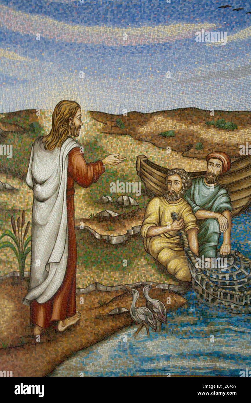 Artwork of Jesus calling first disciples in Chapel of Magdala ...