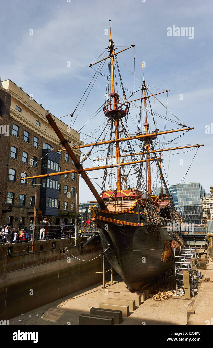 Replica of Sir Francis Drake's 16th century galleon Golden Hind St Mary ...