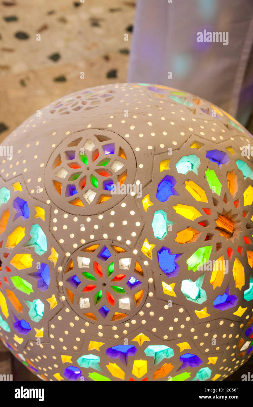 Qatar, Doha, Souq Waqif, redeveloped bazaar area, traditional lamps ...