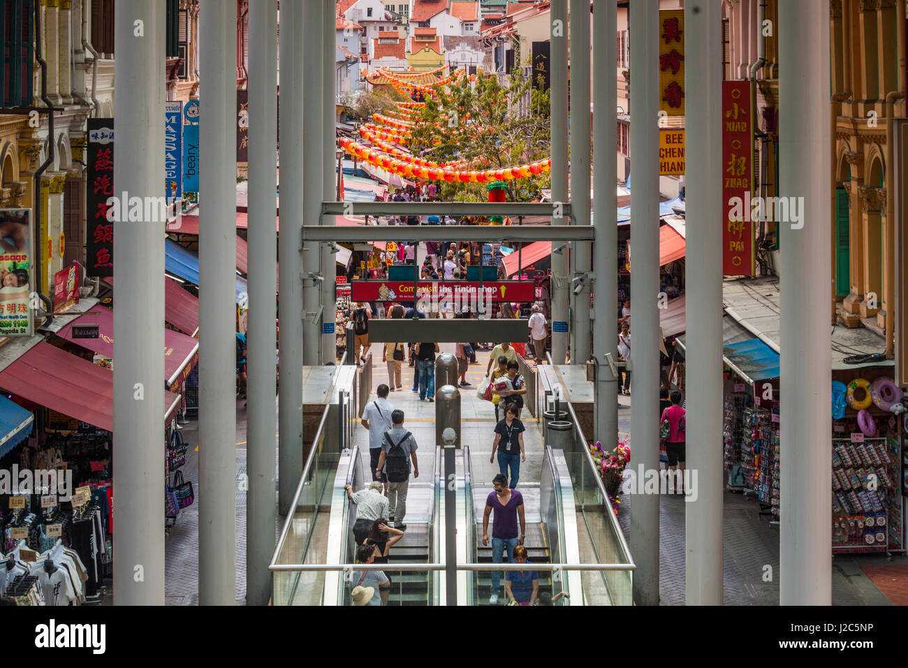 Singapore, Chinatown, Chinatown MRT station, elevated view Stock Photo ...