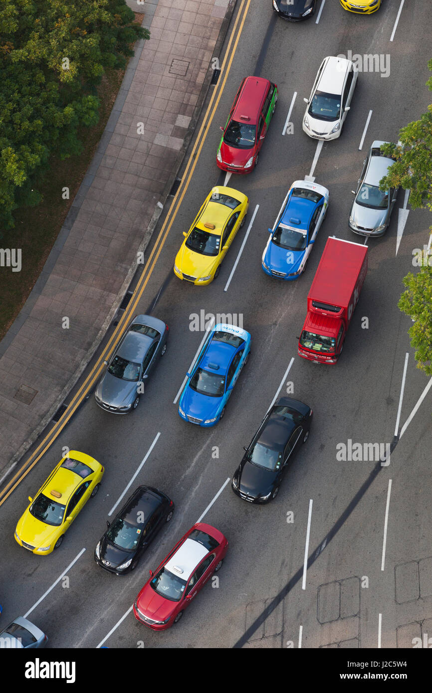 Singapore, elevated view above Stamford Road traffic Stock Photo - Alamy