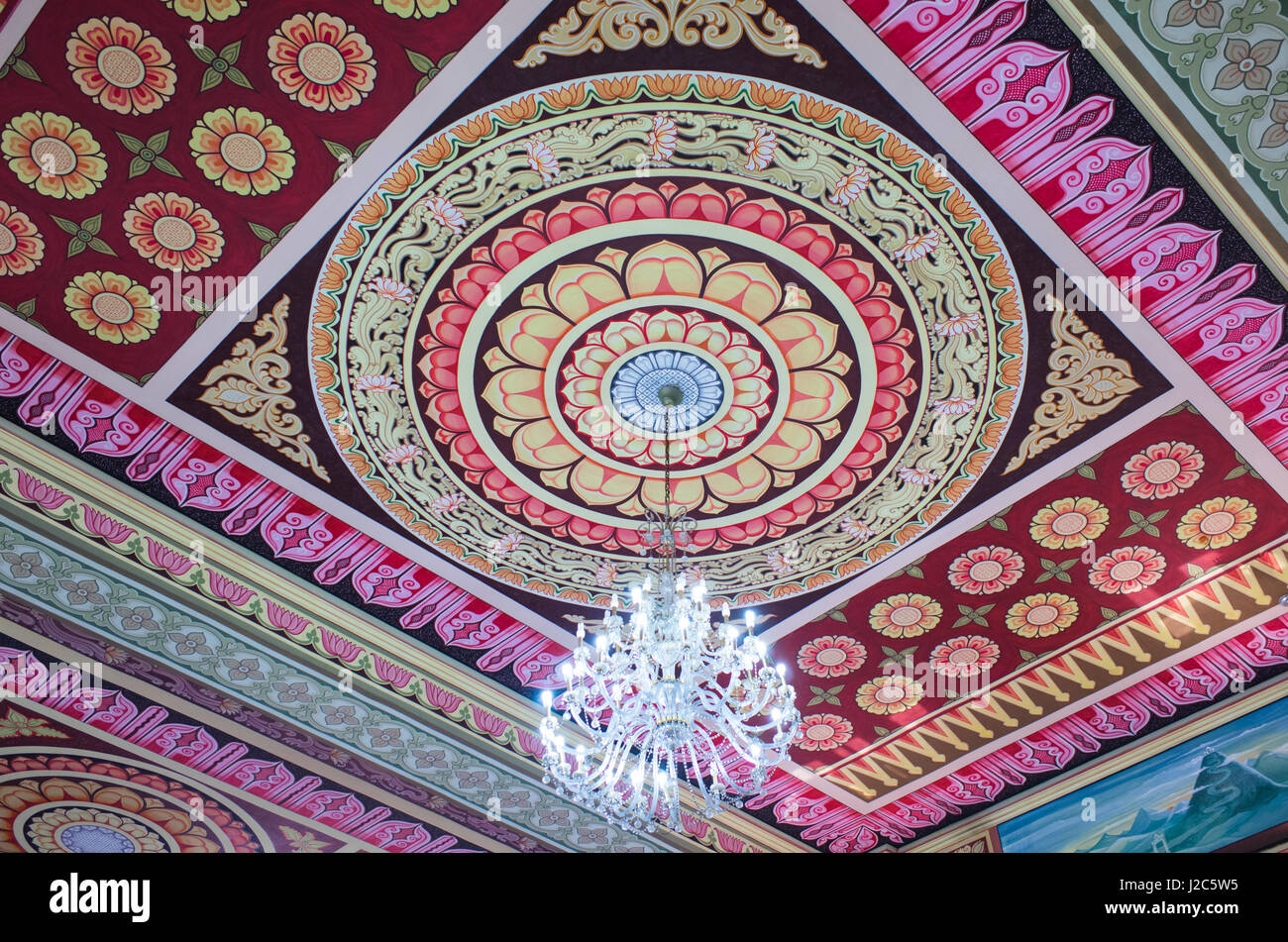 Singapore, East Singapore, Mangala Vihara Buddhist Temple, ceiling ...