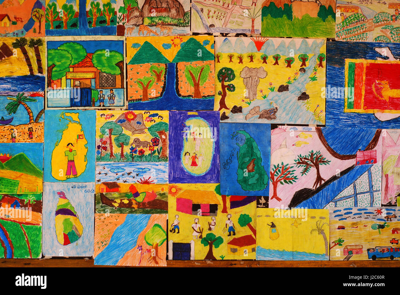 Sri Lanka, Colombo, Art in All of Us activities, colorful drawings (MR ...