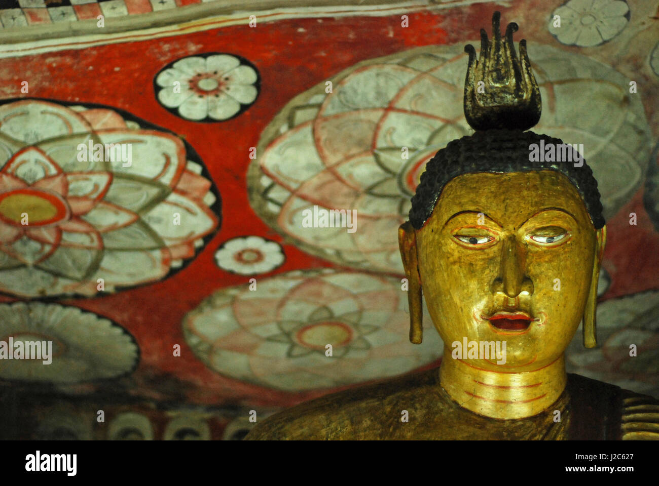 Sri Lanka, Dambulla, Dambulla Cave Temple, face of Buddha Stock Photo ...