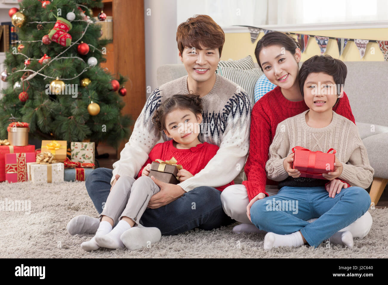 Harmonious family at Christmas Stock Photo - Alamy