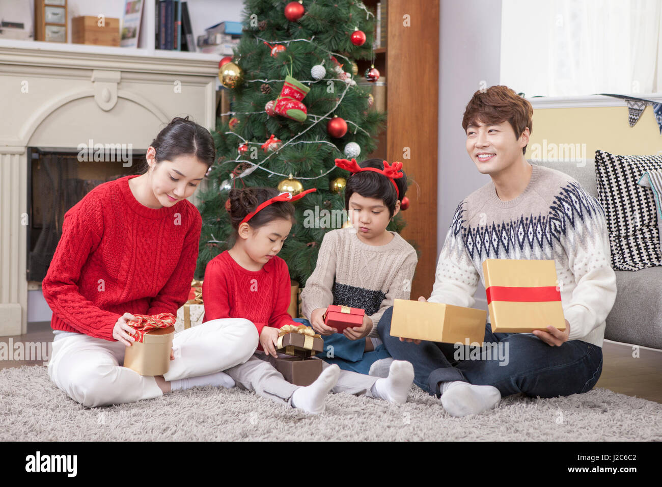 Harmonious family at Christmas Stock Photo - Alamy