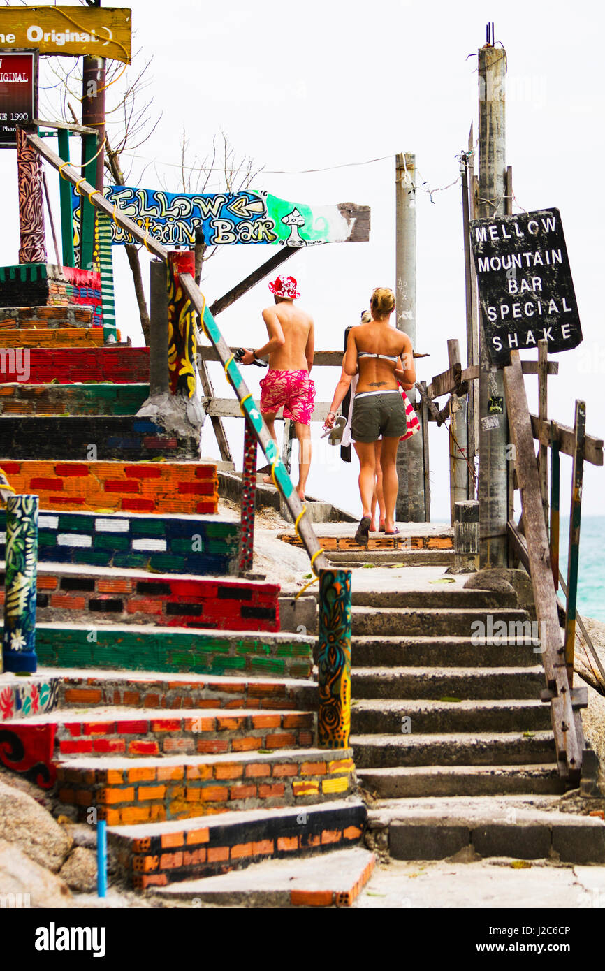 These steps lead to the mountainside bar called Mushroom Mountain on Ko ...