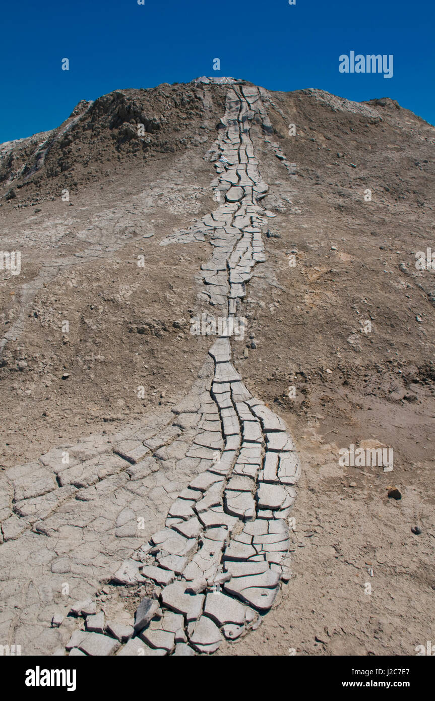 Drying mud stream originating from a mud volcano, Qobustan, Azerbaijan ...
