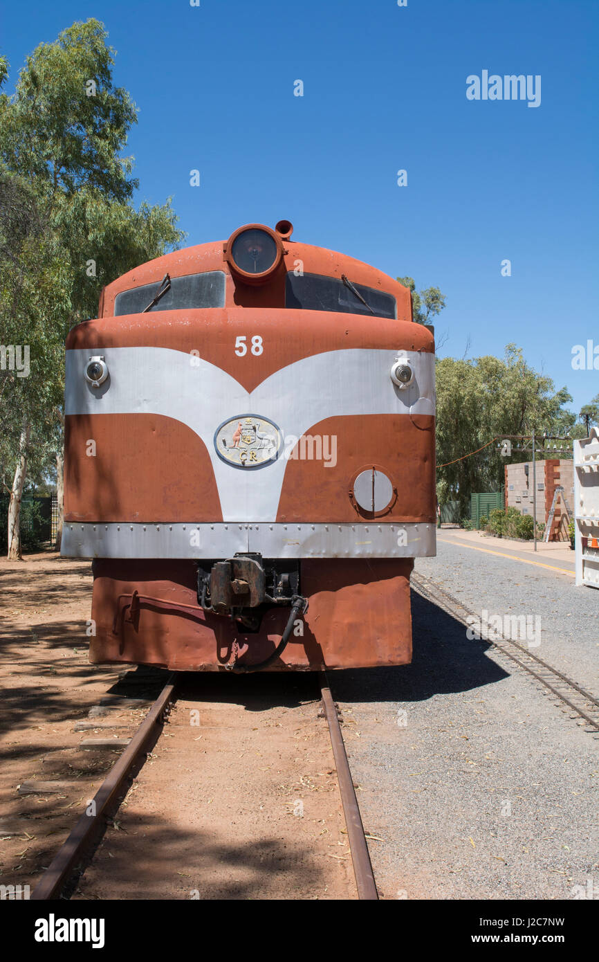 Australia, Alice Springs. Old Ghan Train Railway Museum, historic Ghan ...