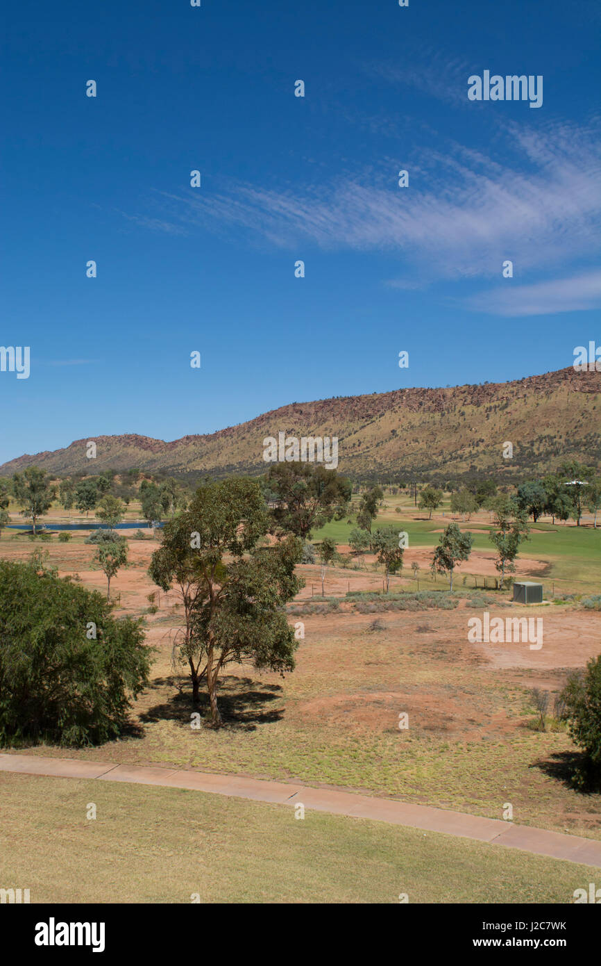 Australia, Alice Springs. View of Alice Springs overlooking the golf ...