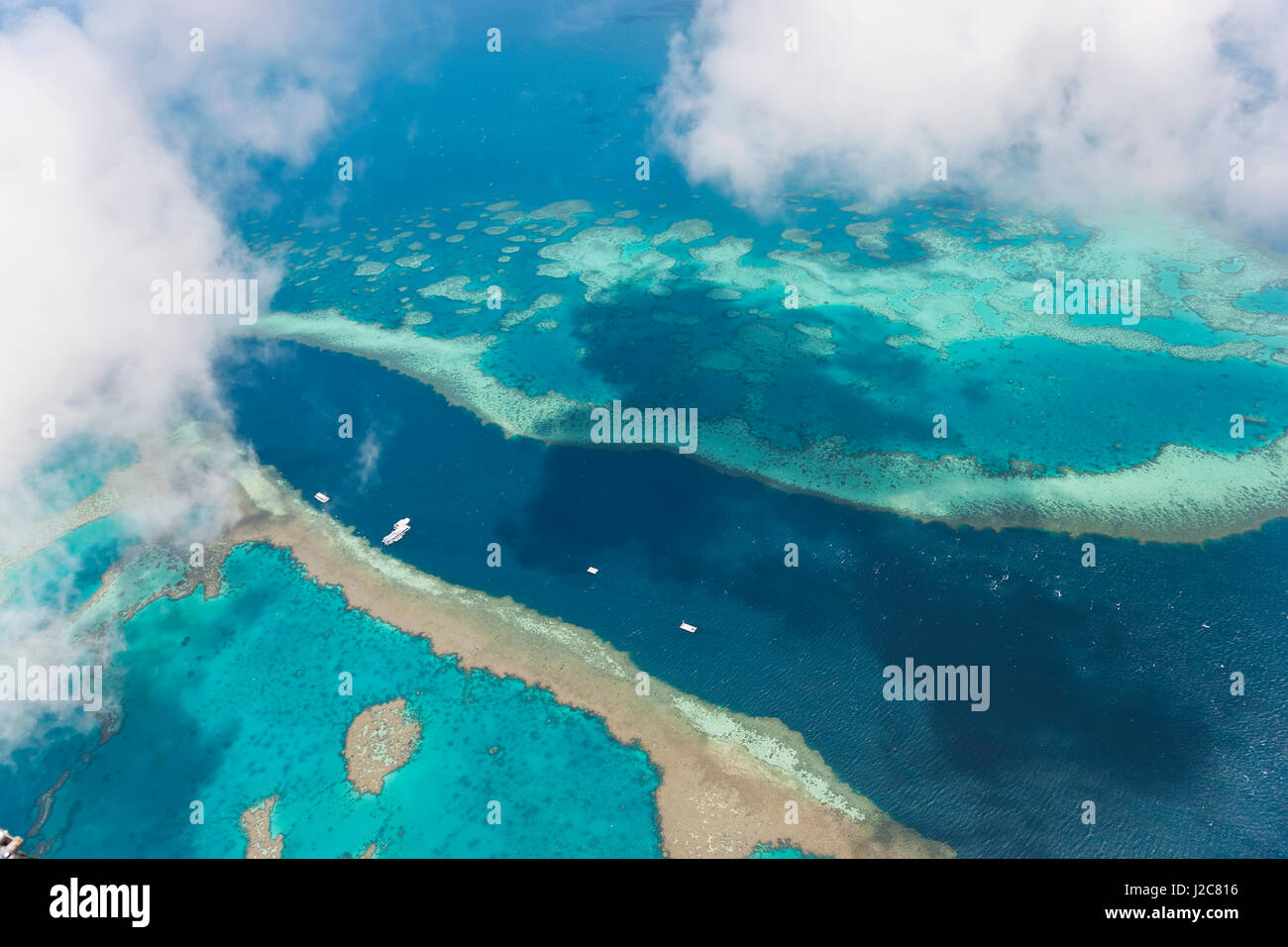 Aerial view of the Great Barrier Reef, Queensland, Australia Stock ...