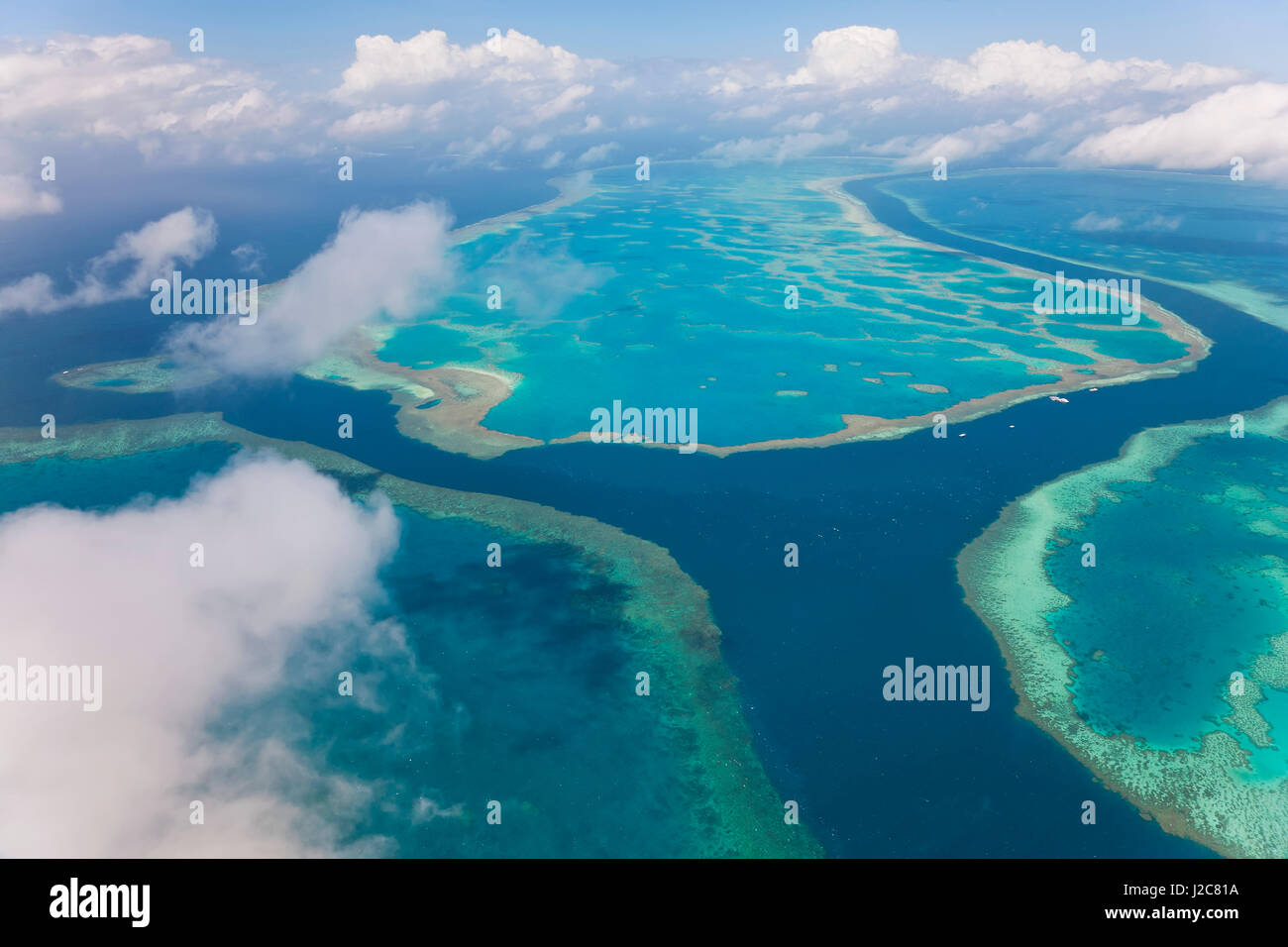 Aerial view of the Great Barrier Reef, Queensland, Australia Stock ...