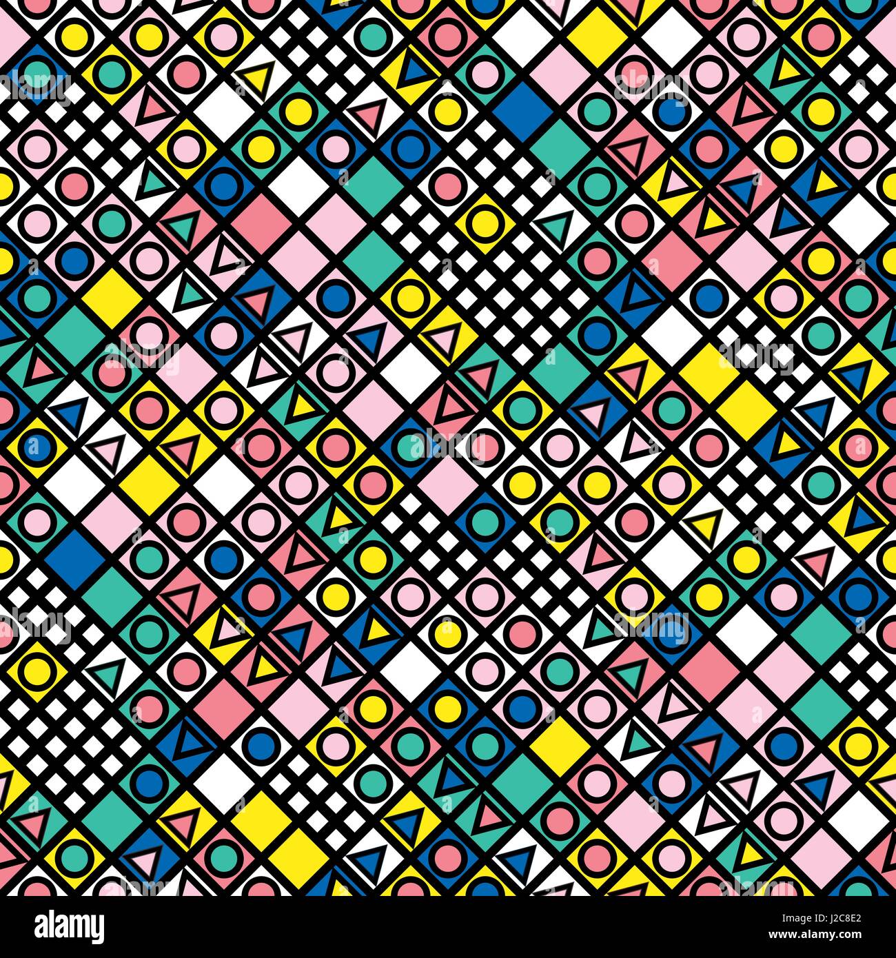 Decorative geometric shapes tiling. Multicolor trendy irregular pattern ...