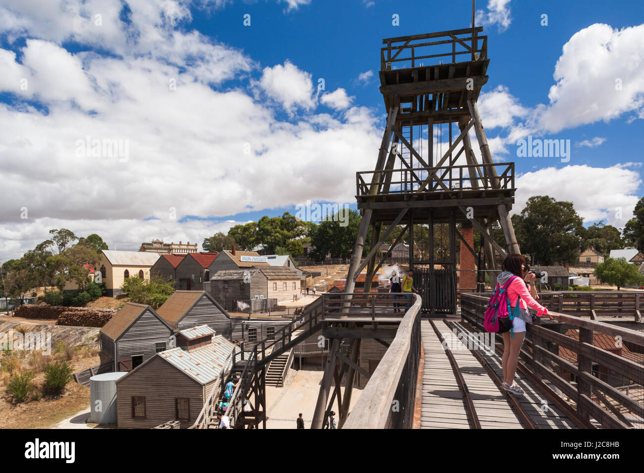 Australia, Victoria, Ballarat, Sovereign Hill, recreated 1860s-era gold ...