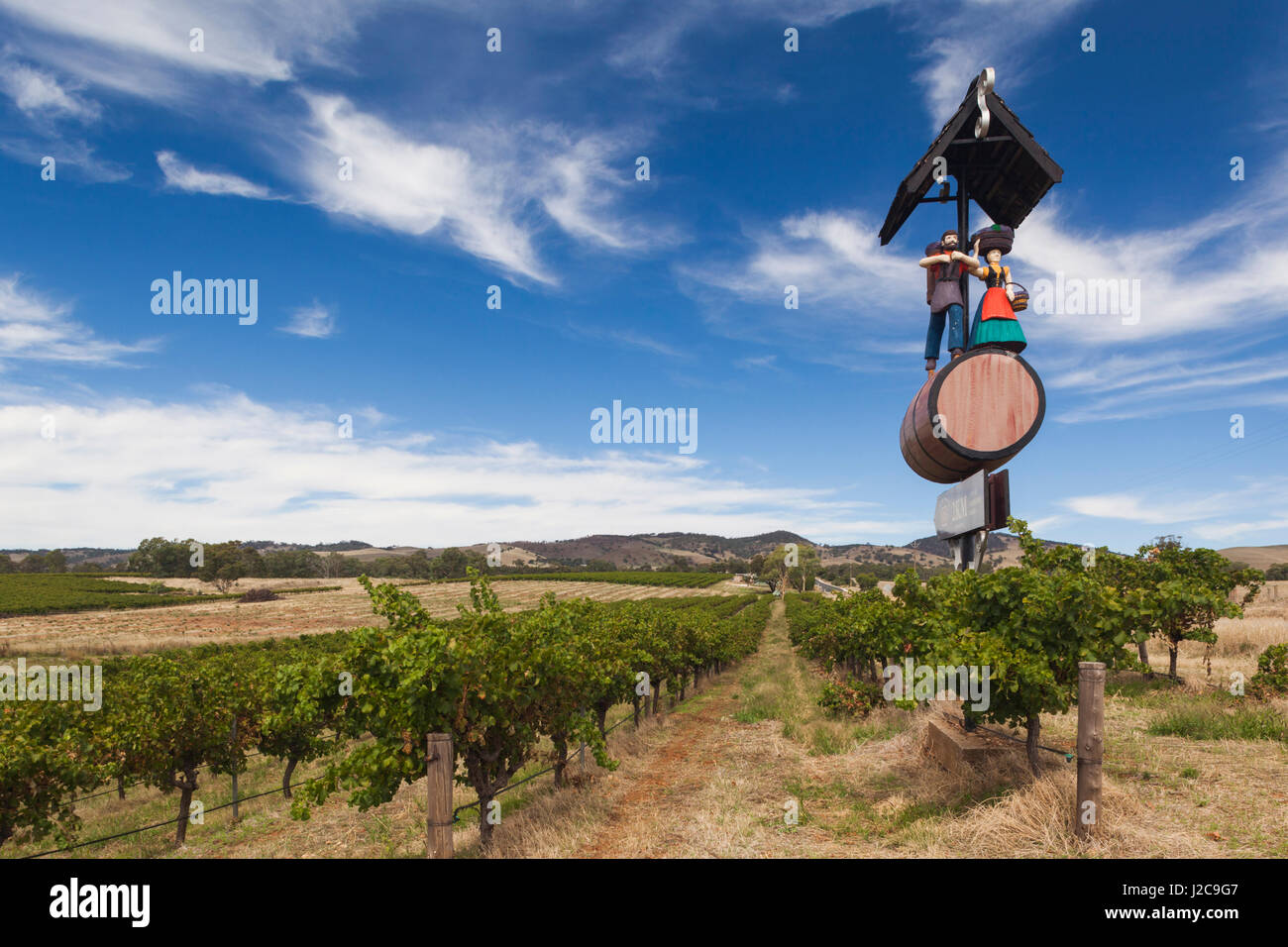 Australia, Barossa Valley, Tanunda, Grant Burge Winery, sign Stock ...