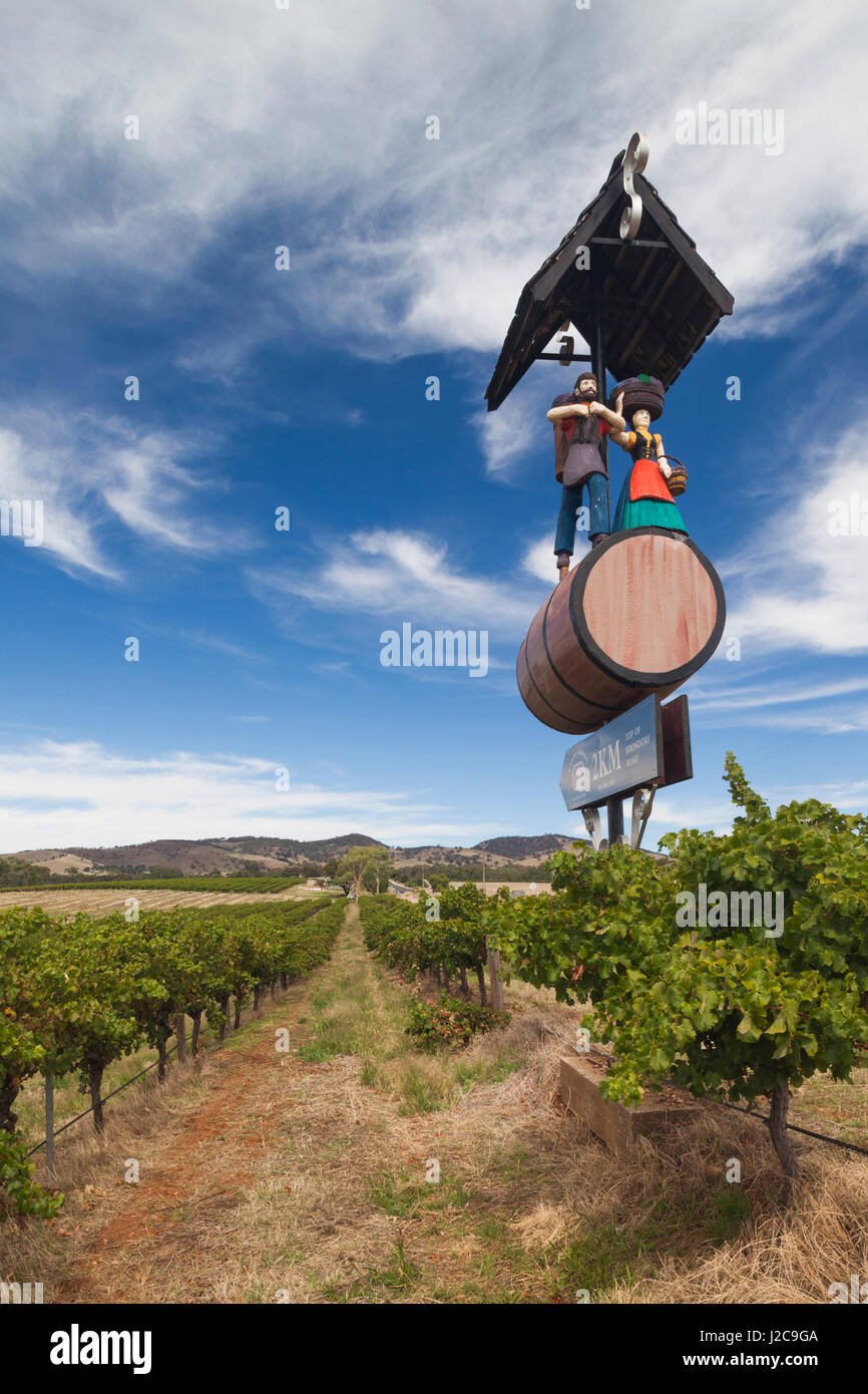 Australia, Barossa Valley, Tanunda, Grant Burge Winery, sign Stock ...