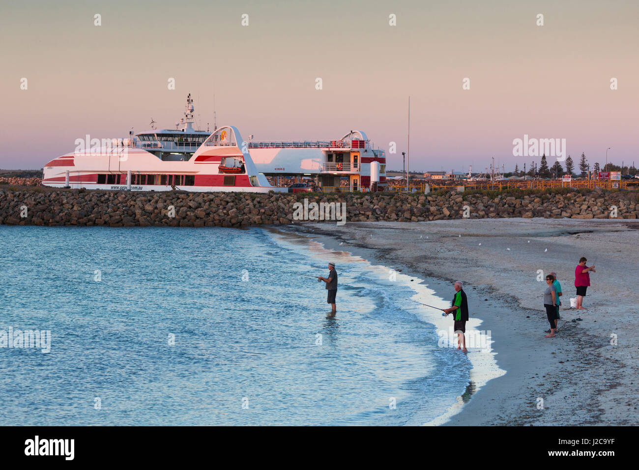 Australia, Yorke Peninsula, Wallaroo, ferry port, sunset Stock Photo ...