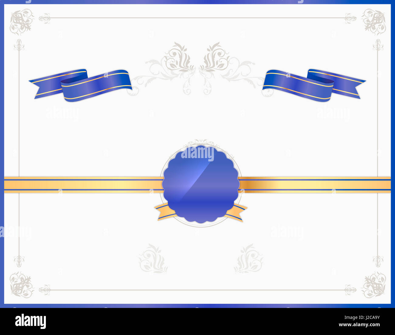 Certificate of award with blue ribbon Stock Photo - Alamy