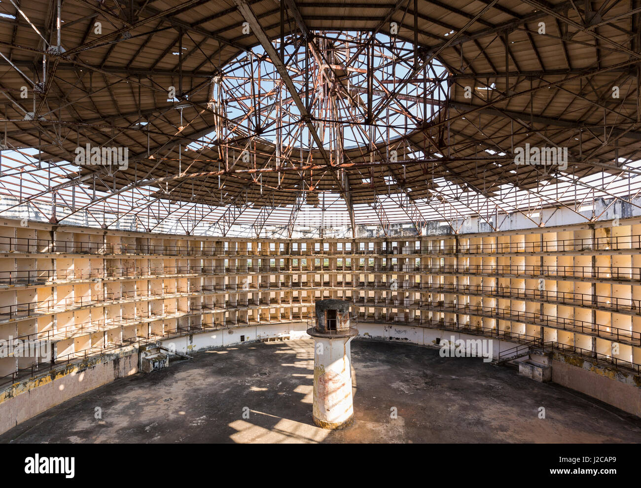 Inside of one of the prison structures of the Presidio Modelo Prison on ...