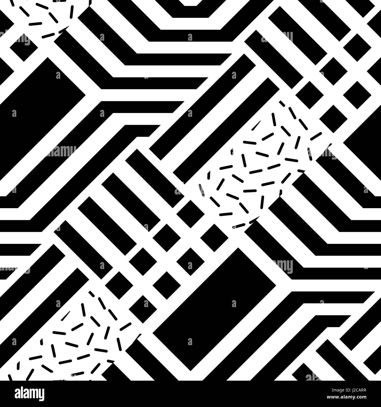 Decorative geometric shapes tiling. Monochrome trendy irregular pattern ...