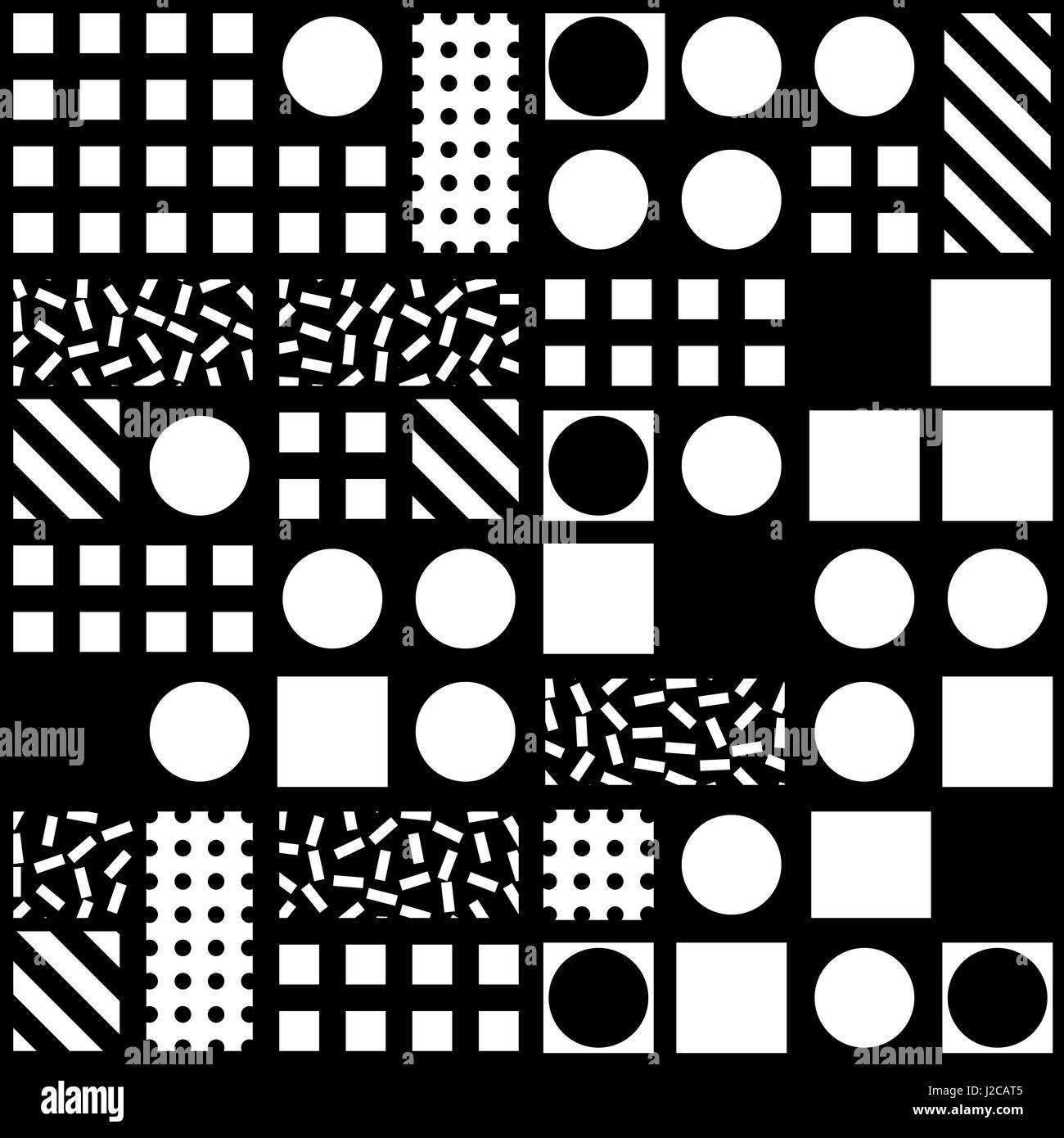 Decorative geometric shapes tiling. Monochrome trendy irregular pattern ...