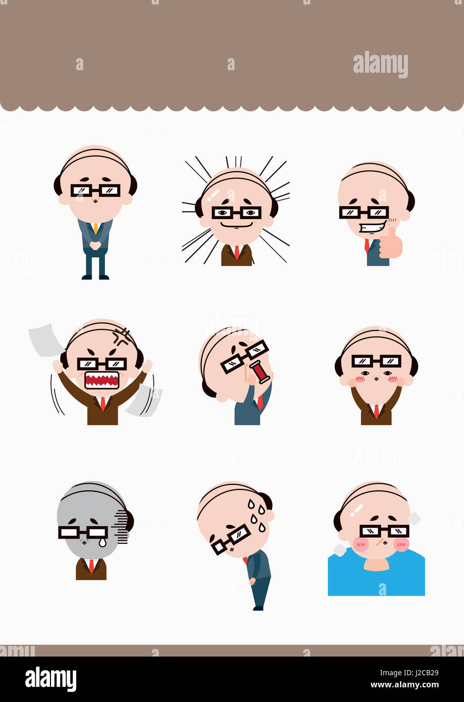 Various icons of middle aged businessman Stock Photo - Alamy